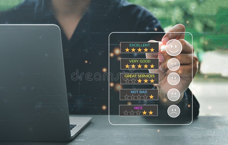 Customer Services Satisfaction.businessman Using Computer Notebook To ...