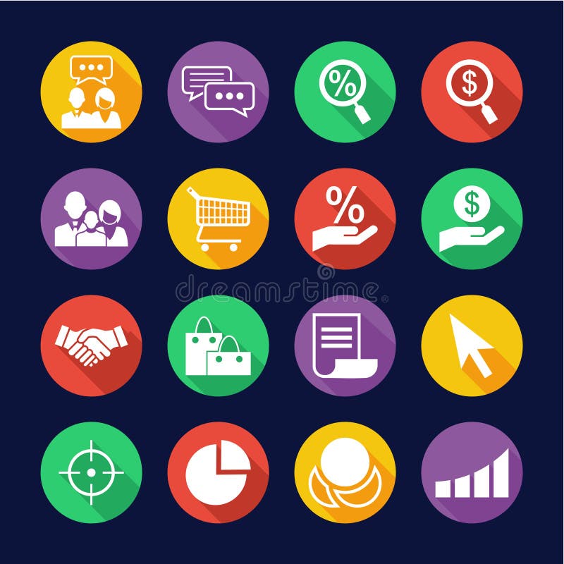 Customer Shopping Icons Flat Design Circle Set Stock Vector ...