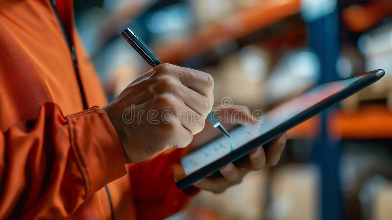 A Customer Signing for a Delivery on a Digital Device Stock ...