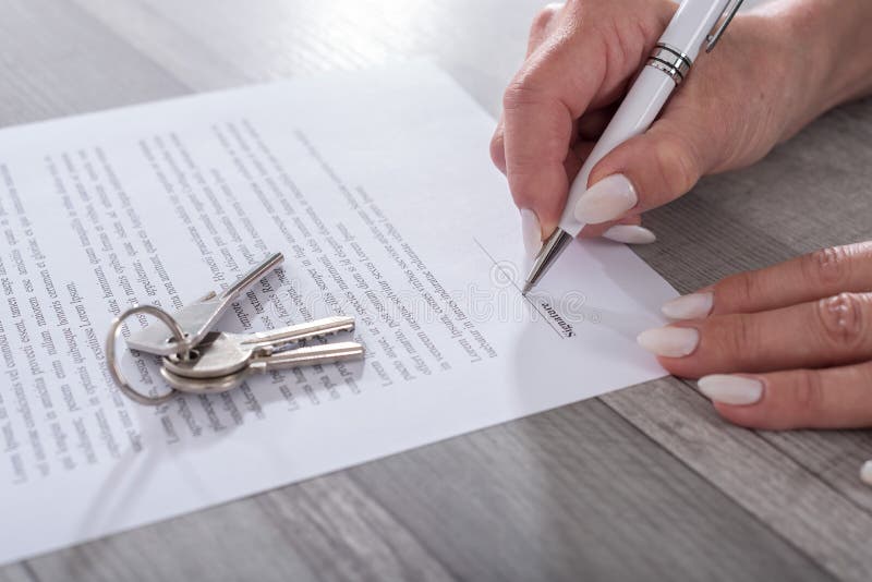 Customer Signing a Real Estate Contract Stock Photo - Image of loan ...