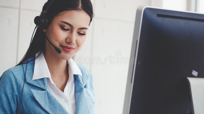 Customer Support Agent or Call Center with Headset Stock Photo - Image ...