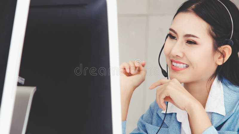 Customer Support Agent or Call Center with Headset Stock Image - Image ...