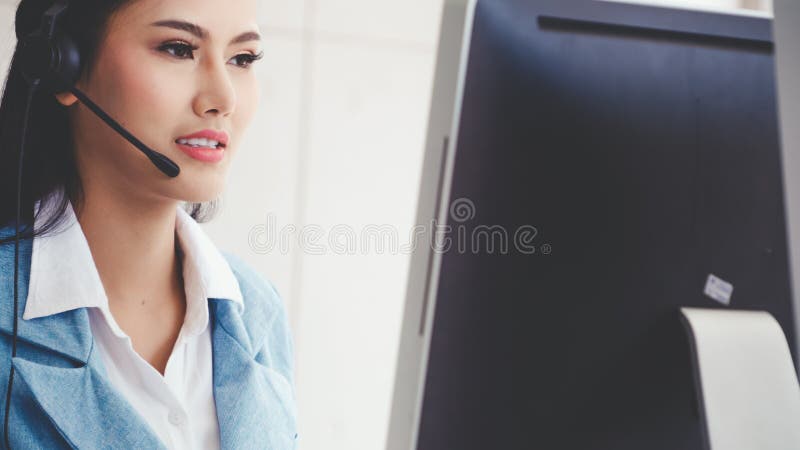 Customer Support Agent or Call Center with Headset Stock Image - Image ...