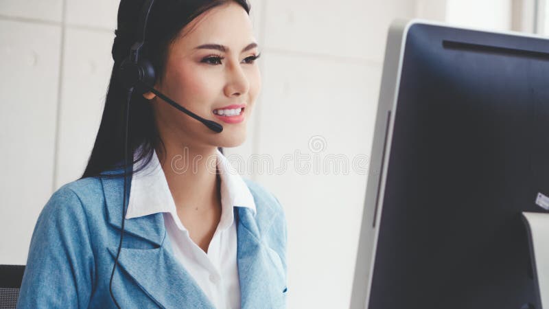 Customer Support Agent or Call Center with Headset Stock Image - Image ...