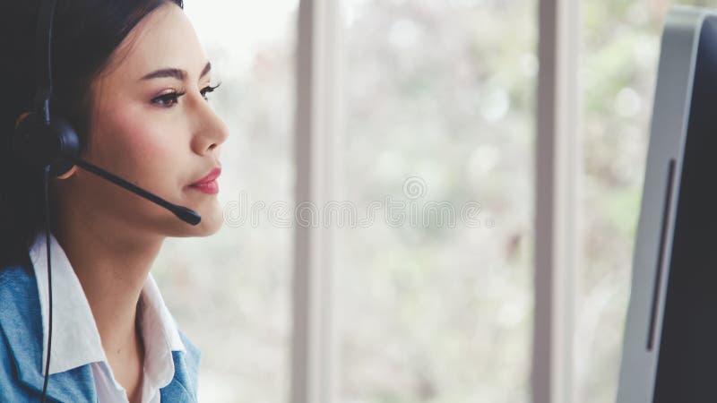 Customer Support Agent or Call Center with Headset Stock Photo - Image ...