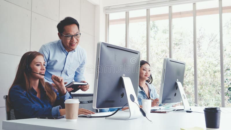 Customer Support Agent or Call Center with Headset Stock Photo - Image ...