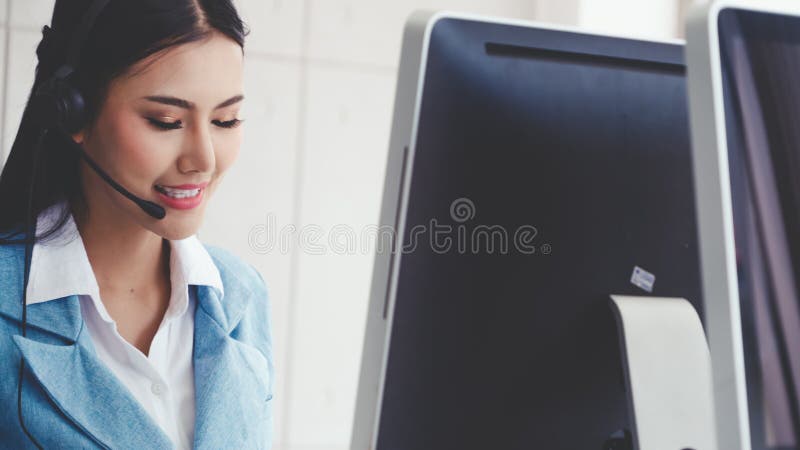 Customer Support Agent or Call Center with Headset Stock Photo - Image ...