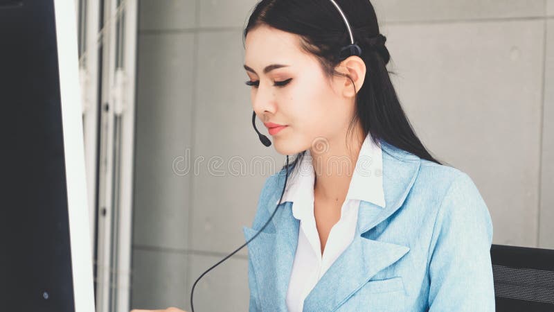 Customer Support Agent or Call Center with Headset Stock Photo - Image ...