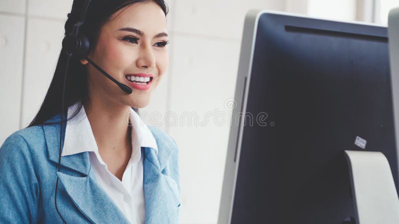 Customer Support Agent or Call Center with Headset Stock Image - Image ...