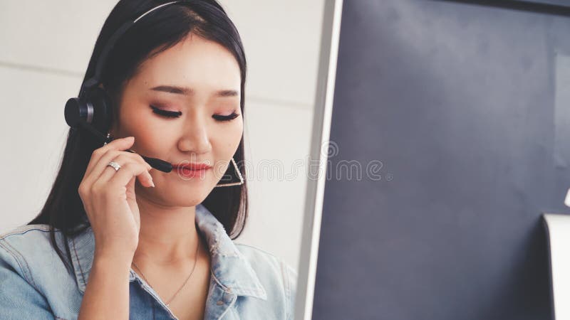 Customer Support Agent or Call Center with Headset Stock Image - Image ...