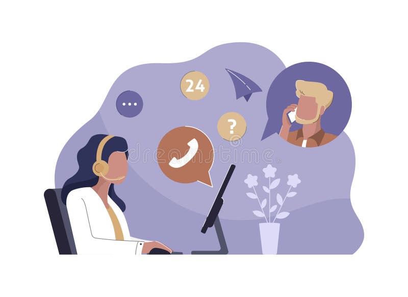 24 7 Customer Support Agent Stock Vector - Illustration of assistance ...