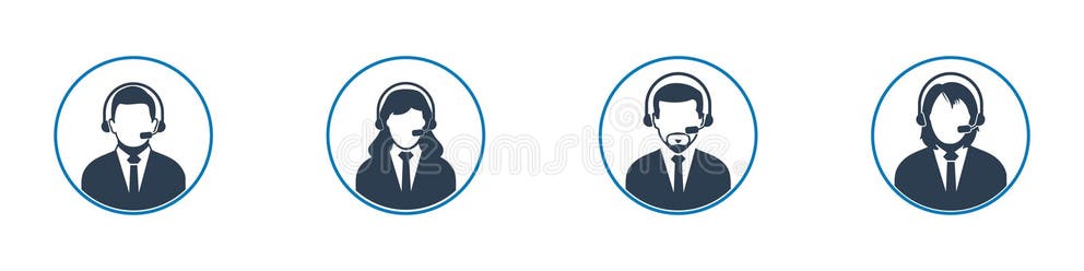 Customer Support Agent Icon Set. Stock Vector - Illustration of call ...