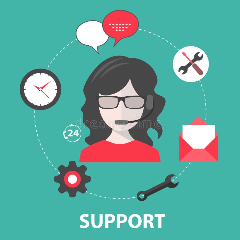Customer Support Assistant. Flat Vector Illustration Stock Illustration ...