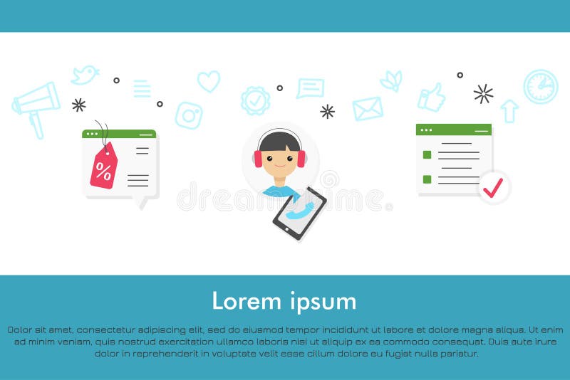 Customer Support Banner Concept with Infographics Elements. Stock ...