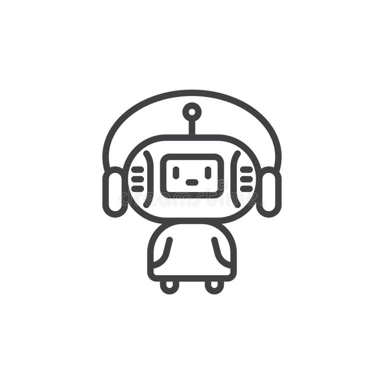 Customer Support Bot Line Icon Stock Vector - Illustration of outline ...