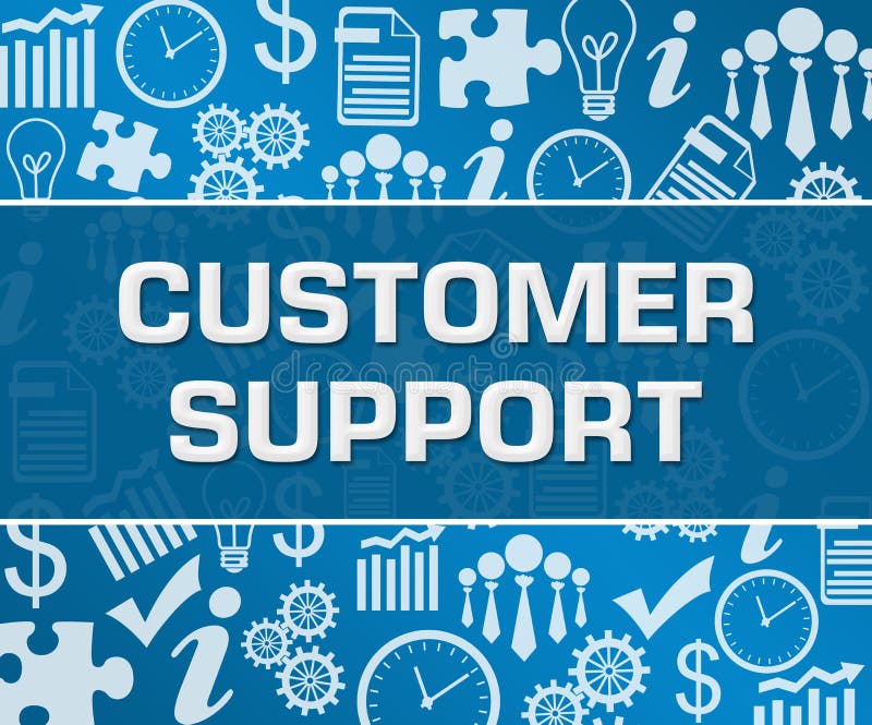 Customer Support Business Symbols Texture Blue Background Square Stock ...