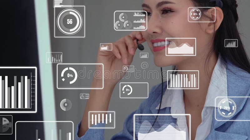 Customer Support Call Center Provide Data in Conceptual Vision Stock ...