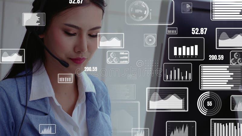 Customer Support Call Center Provide Data in Conceptual Vision Stock ...