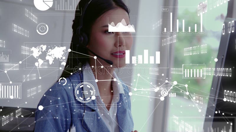 Customer Support Call Center Provide Data in Conceptual Vision Stock ...