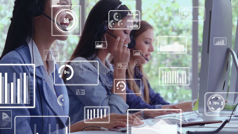 Customer Support Call Center Provide Data in Conceptual Vision Stock ...