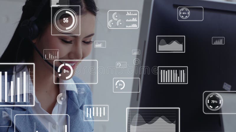 Customer Support Call Center Provide Data in Conceptual Vision Stock ...
