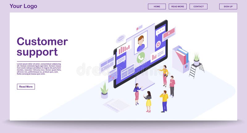Customer Support Center Webpage Vector Template Stock Vector ...