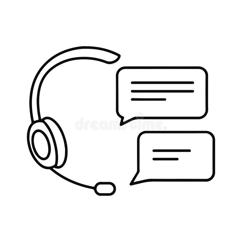 Customer Support Chat Illustration. Headset with Speech Bubbles Stock ...