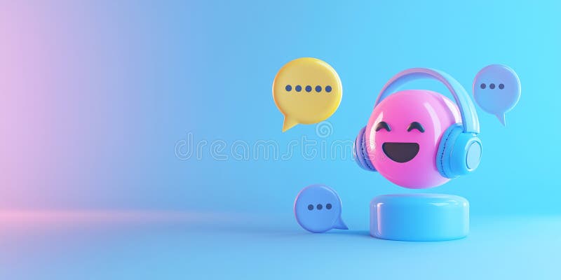 Customer Support Concept in 3D Featuring Headset Chat for Instant ...