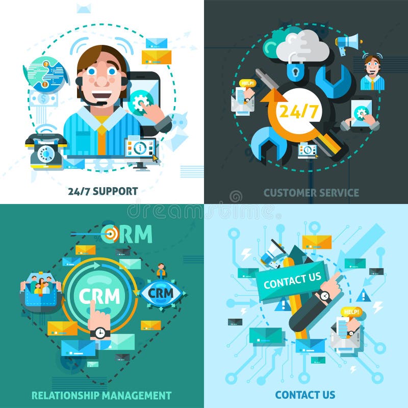 Customer Support Concept Icons Set Stock Vector - Illustration of ...