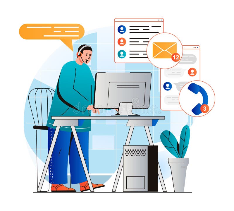 Customer Support Concept in Modern Flat Design. Stock Vector ...