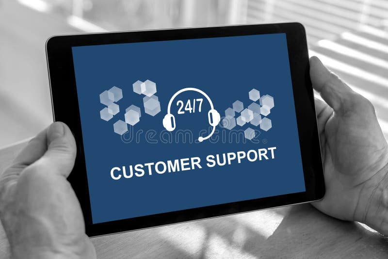 Customer Support Concept on a Tablet Stock Photo - Image of center ...