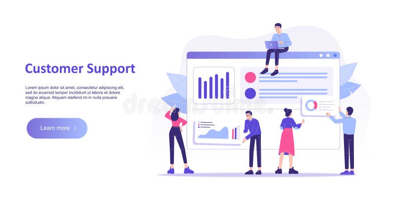 Customer Support Concept. Customer Support Team Working Together and ...