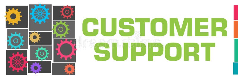 Customer Support Dark Colorful Gears Grid Left Stock Illustration ...