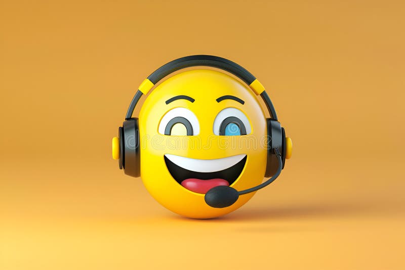 Customer Support Emoji Emoticon with Headset Stock Illustration ...