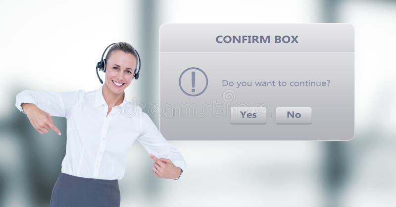 Customer Support Executive Pointing by Dialog Box Stock Image - Image ...
