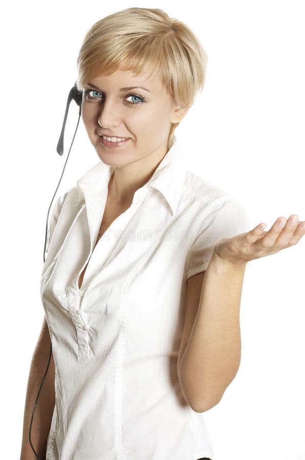 Customer Support Girl Smiling Stock Image - Image of customer ...