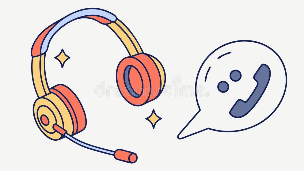 Customer Support Headset with Mic and Speech Bubble Vector Design ...
