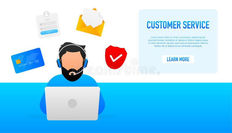 Customer Support Help Service Flat Vector Illustration. Vector ...