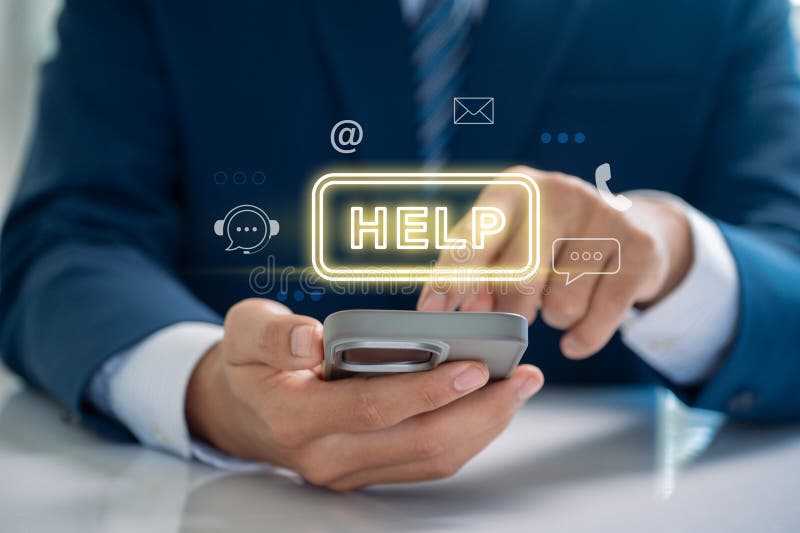 Customer Support and Help Services, Contact Us Concept with Online Chat ...