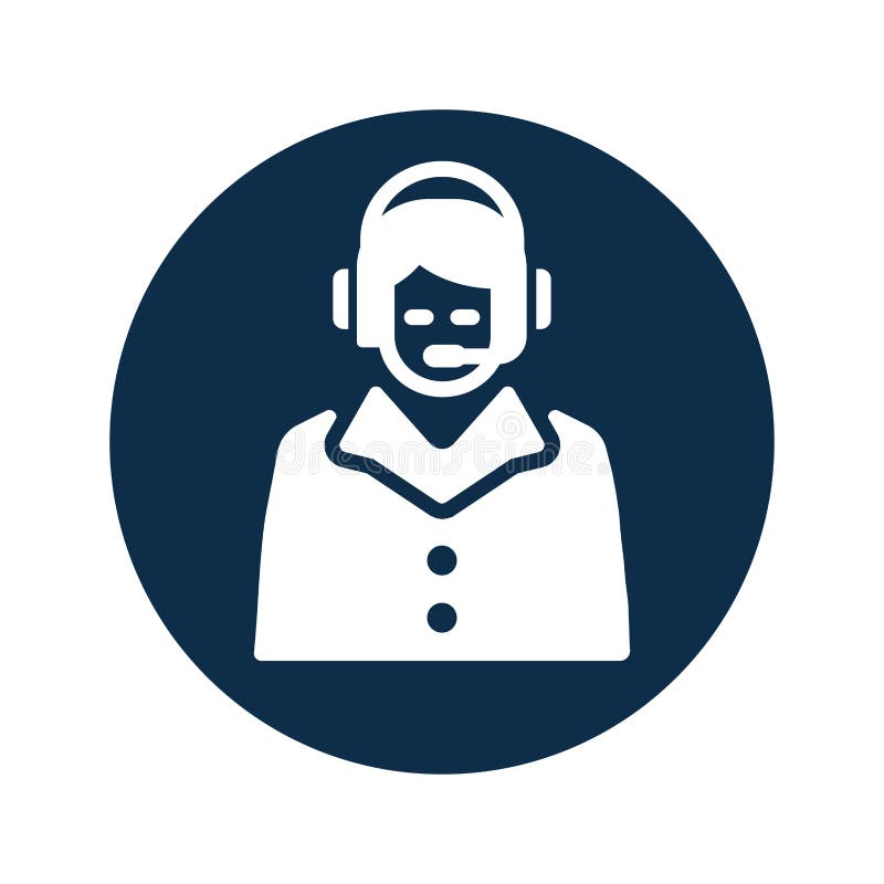Customer Support Icon Blue Color, Helpline Service, Call Center Stock ...