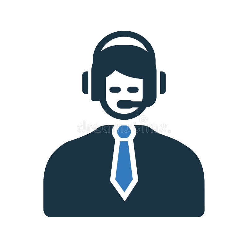 Customer Support Icon Blue Color, Helpline Service, Call Center Stock ...