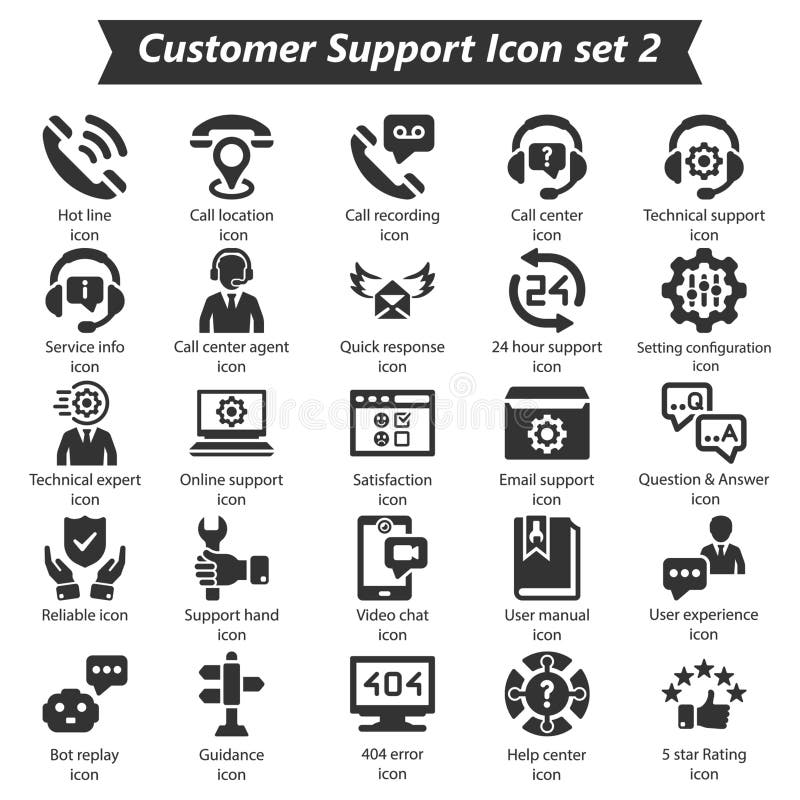 Customer Support Icon Set 2 Stock Vector - Illustration of ...