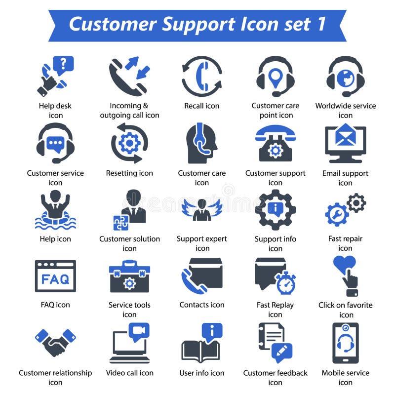 Customer Support Icon Set 1 Stock Vector - Illustration of graphics ...