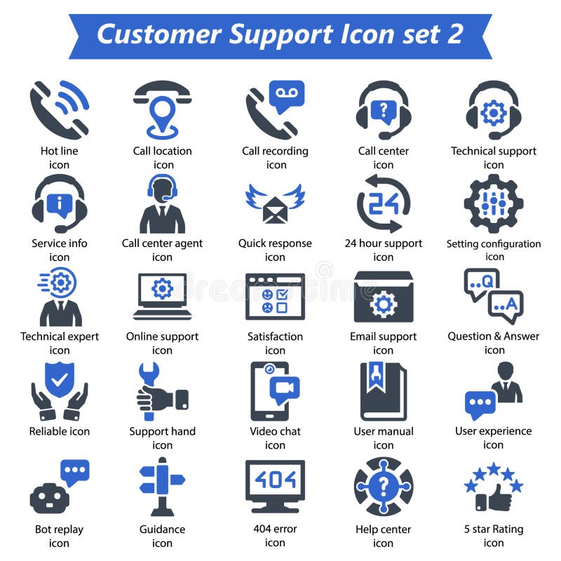 Customer Support Icon Set 2 Stock Vector - Illustration of ...