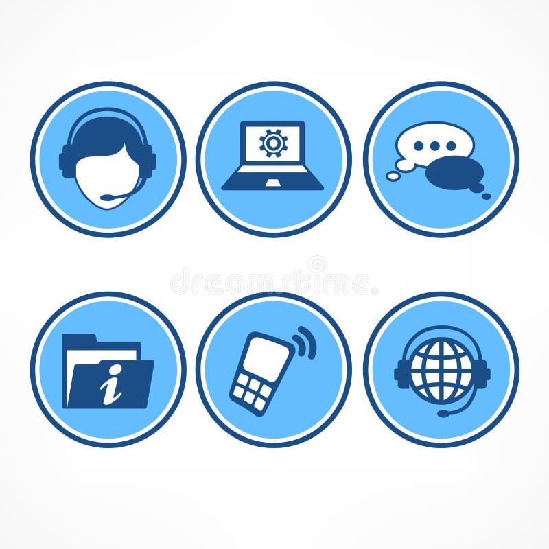 Customer Support Icons in Blue Stock Vector - Illustration of service ...