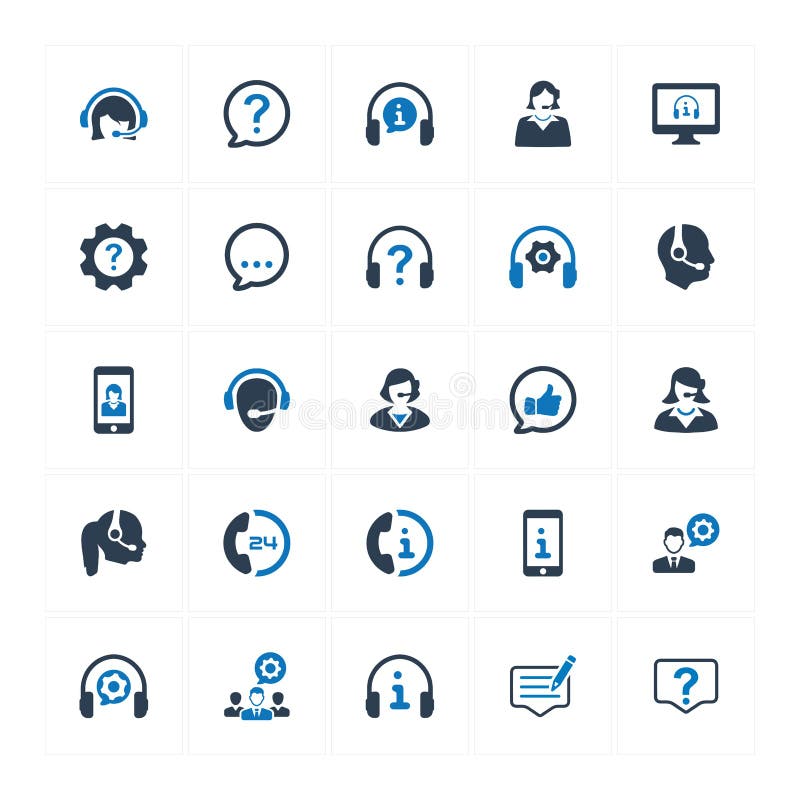 Customer Support Icons - Blue Version Stock Illustration - Illustration ...