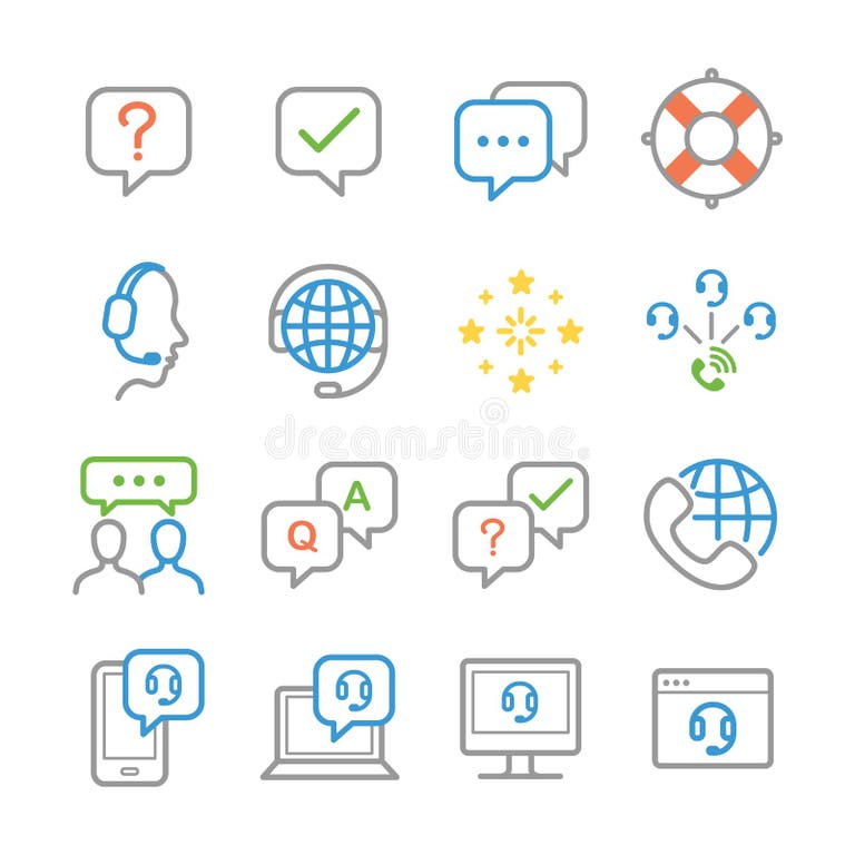 Customer support icons stock vector. Illustration of hotline - 89976230