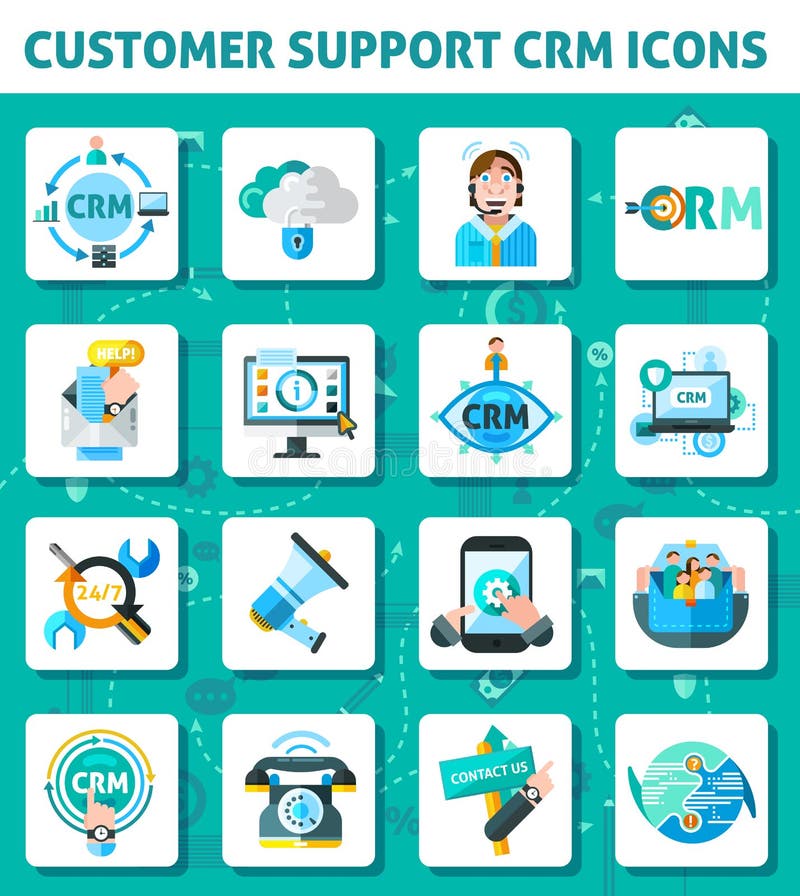 Customer Support Icons Set stock vector. Illustration of collection ...