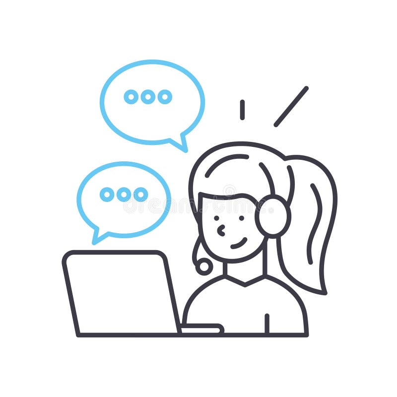 Customer Support Line Icon, Outline Symbol, Vector Illustration ...