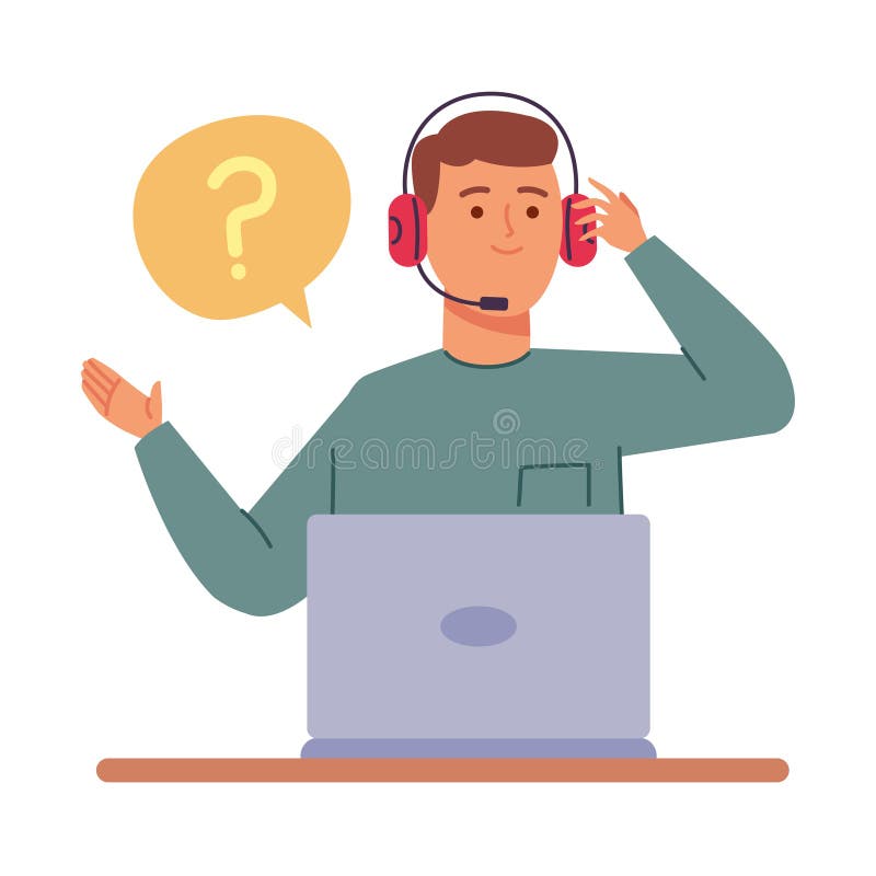 Customer support male stock vector. Illustration of communication ...